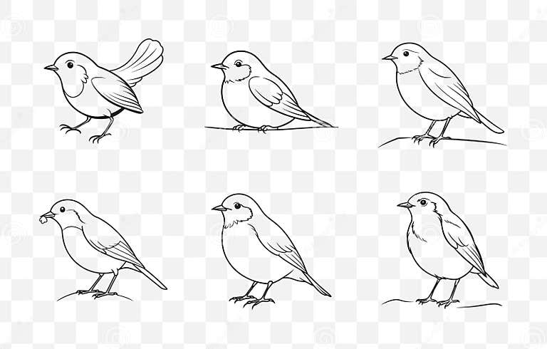 Print Robin Line Art Vector Set with Detailed and Elegant Designs for ...