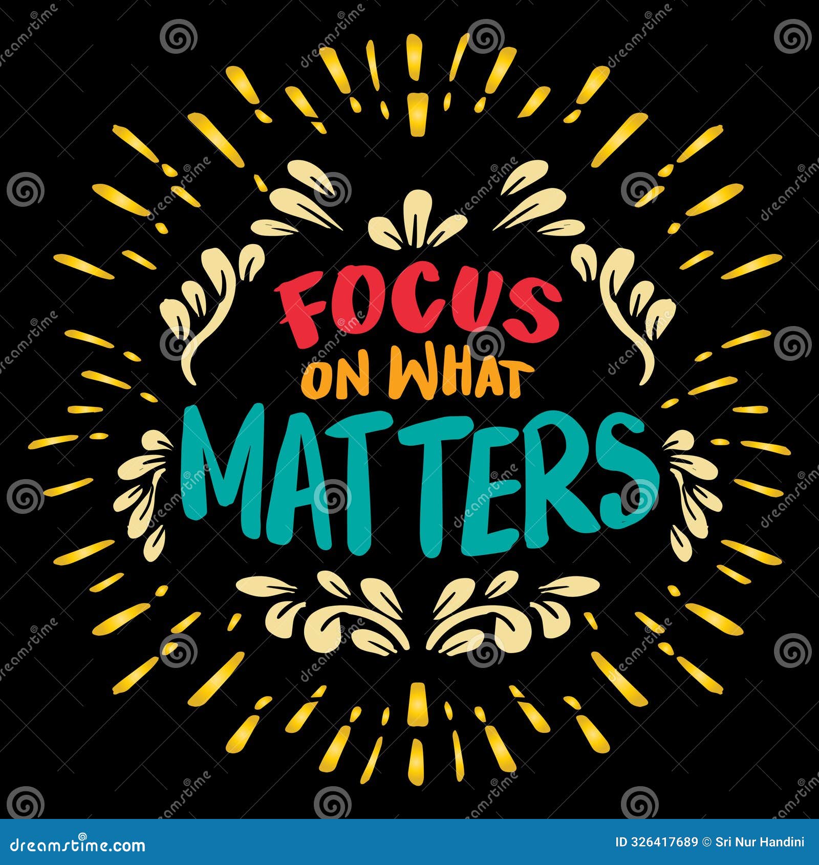 Focus on What Matters. Inspirational Quote. Hand Drawn Vintage ...