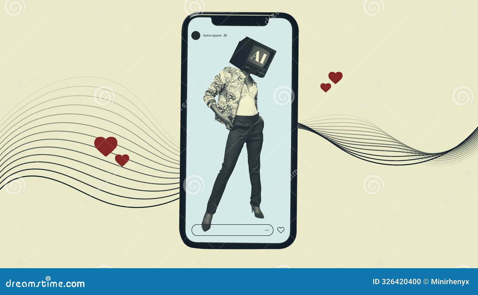 Woman Virtual AI Influencer Concept Collage Stock Illustration ...