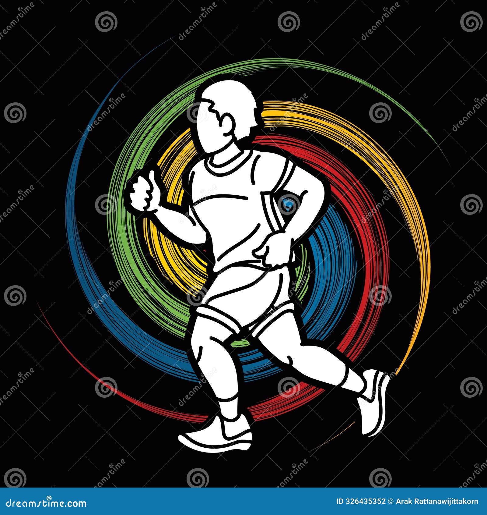 A Boy Running a Child Run Action Cartoon Sport Graphic Vector Stock ...
