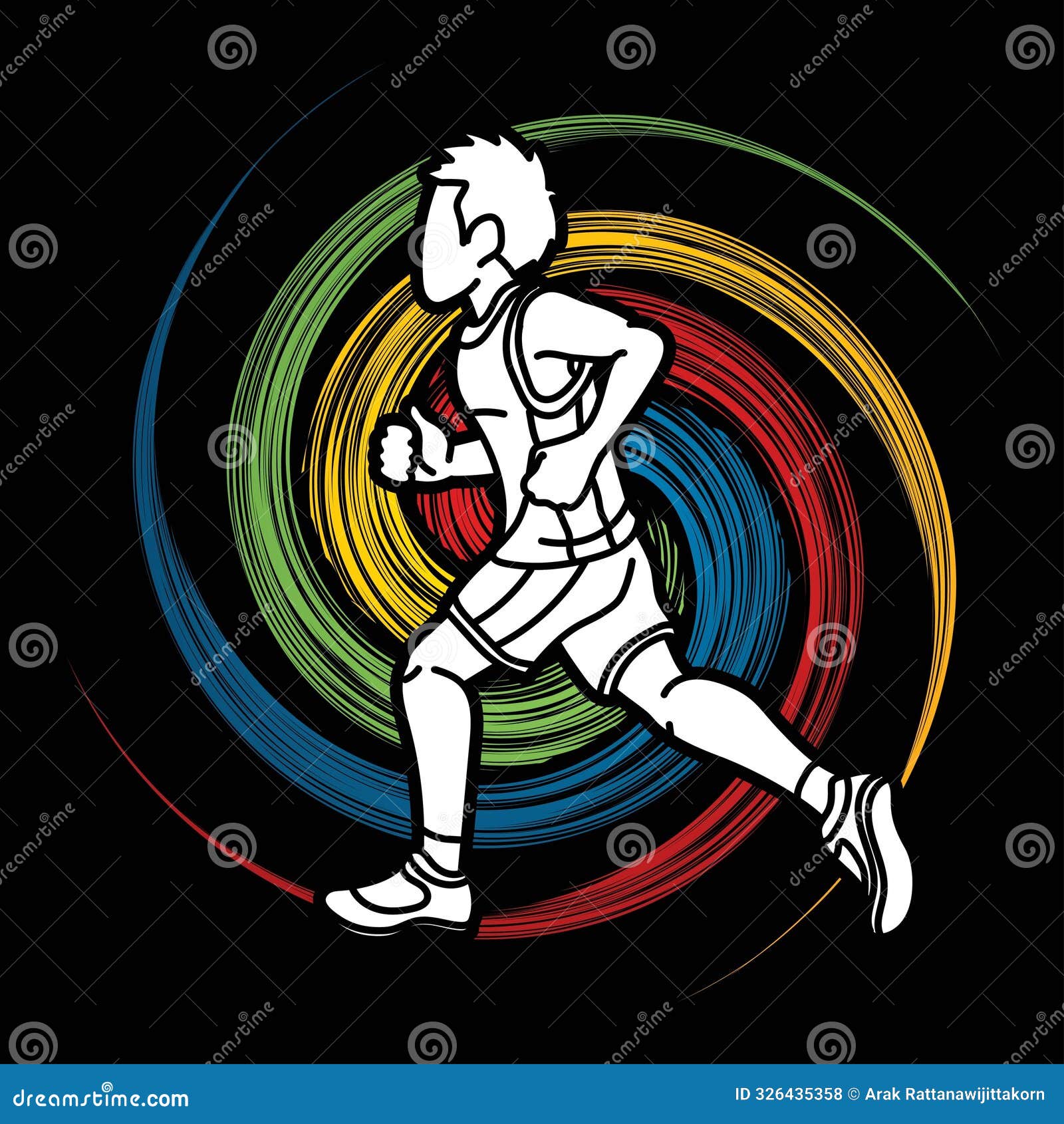 A Boy Running a Child Run Action Cartoon Sport Graphic Vector Stock ...