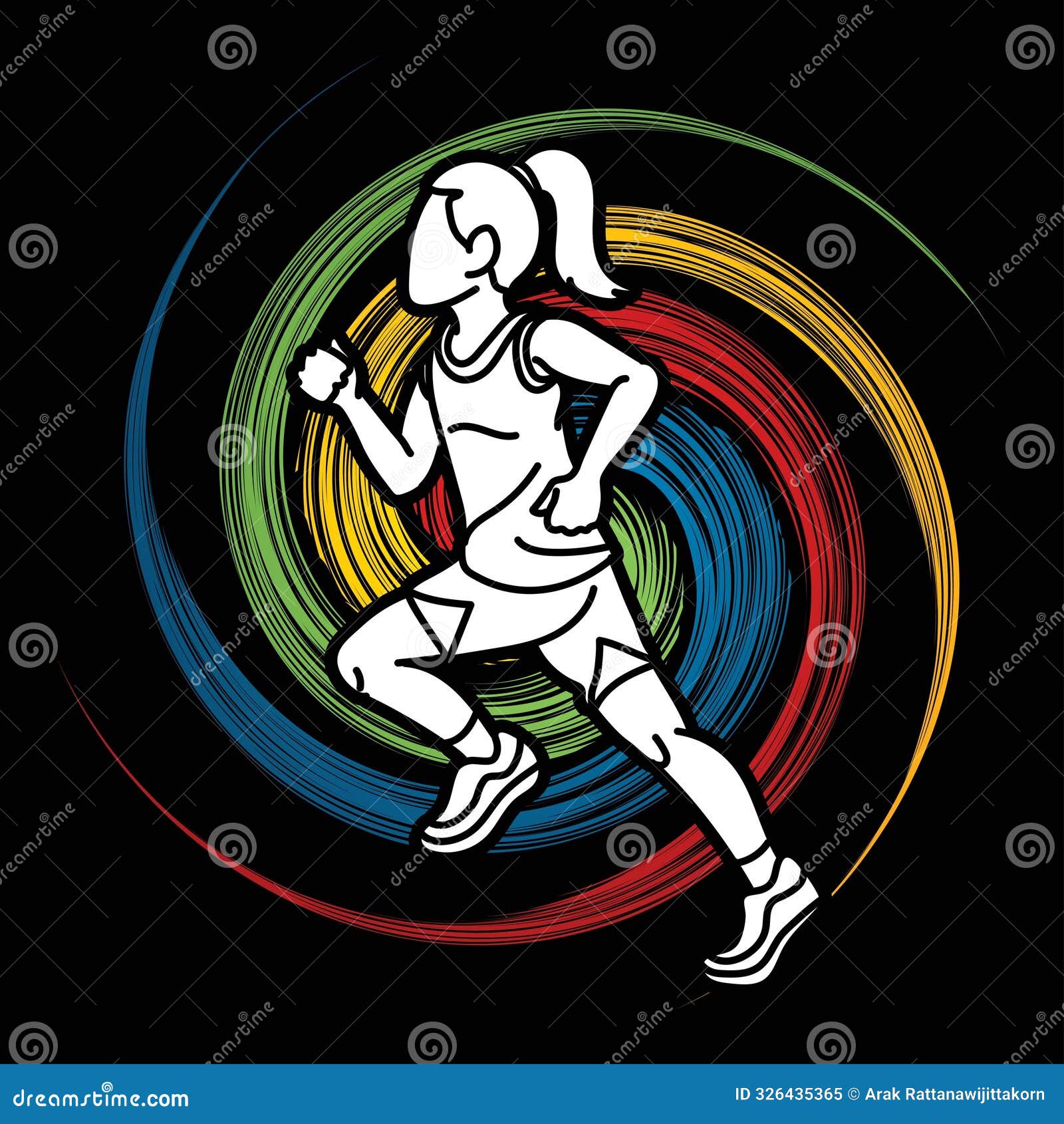 A Girl Running a Child Run Action Cartoon Sport Graphic Vector Stock ...