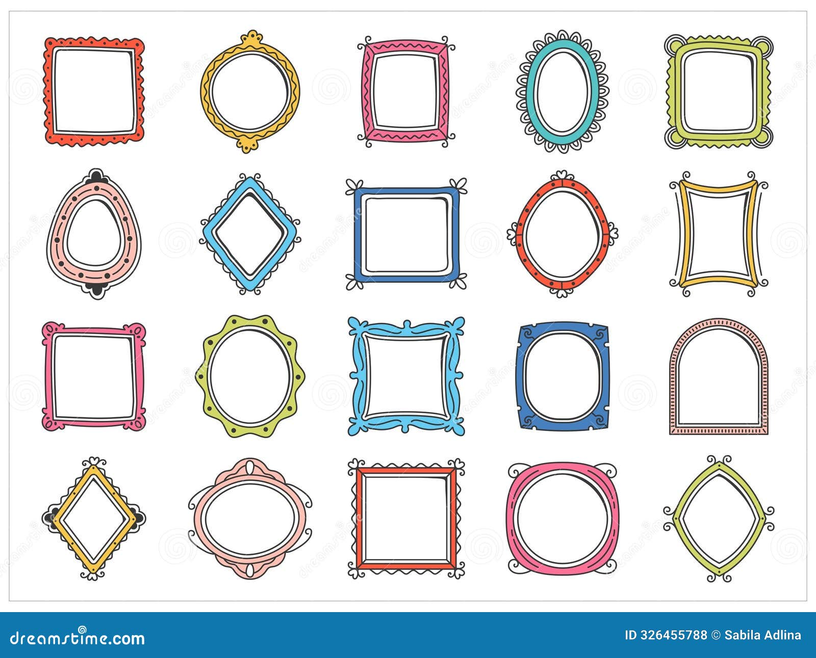 Frame Doodle Set stock vector. Illustration of drawing - 326455788