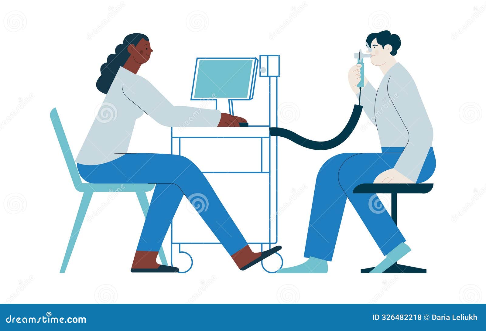Spirometry. Pulmonary Function Test. Medical Specialist With Male ...