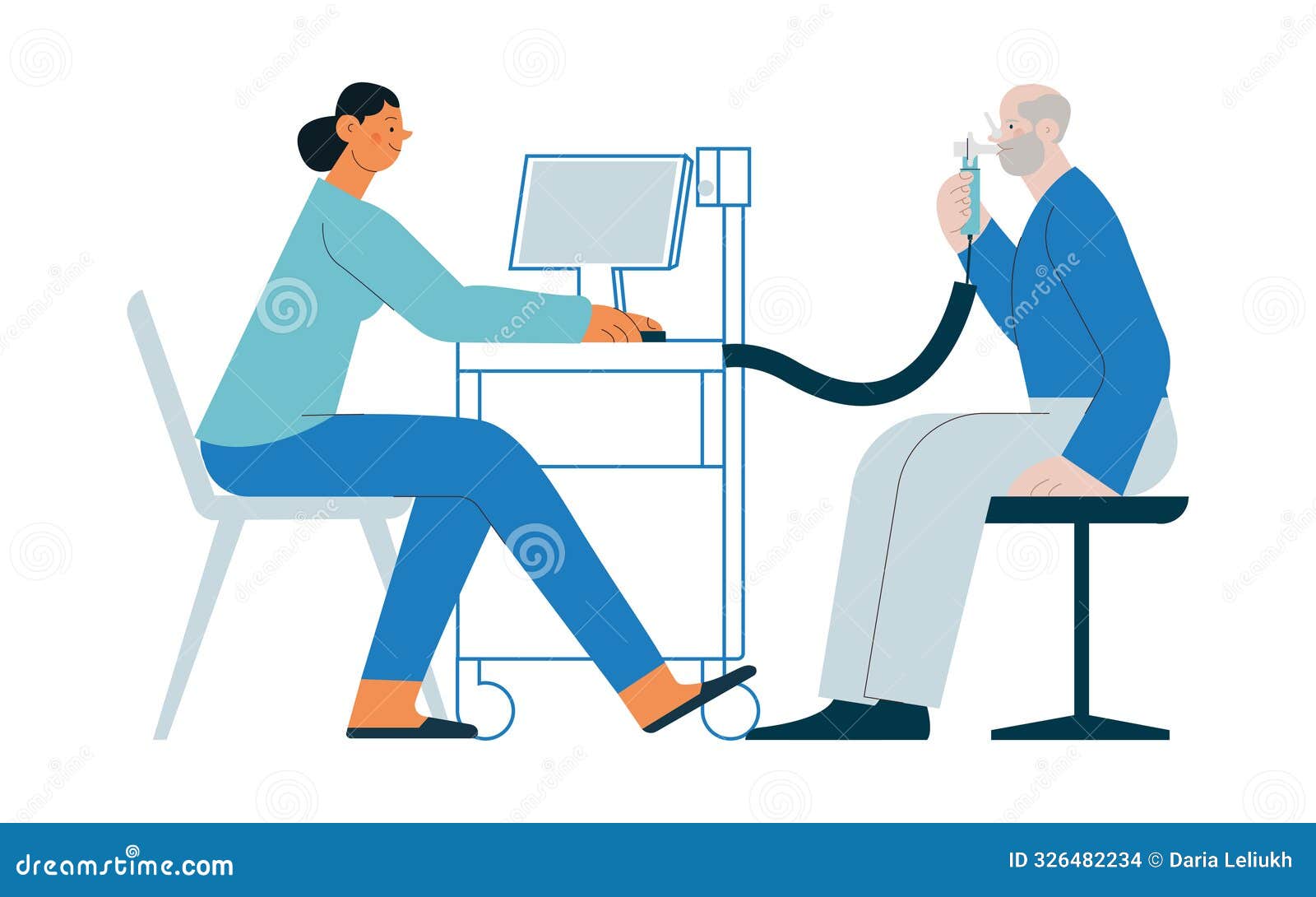 Spirometry. Pulmonary Function Test. Medical Specialist With Male ...