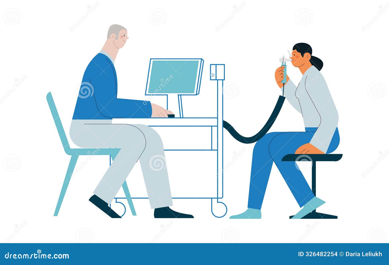 Spirometry. Pulmonary Function Test. Medical Specialist With Male ...