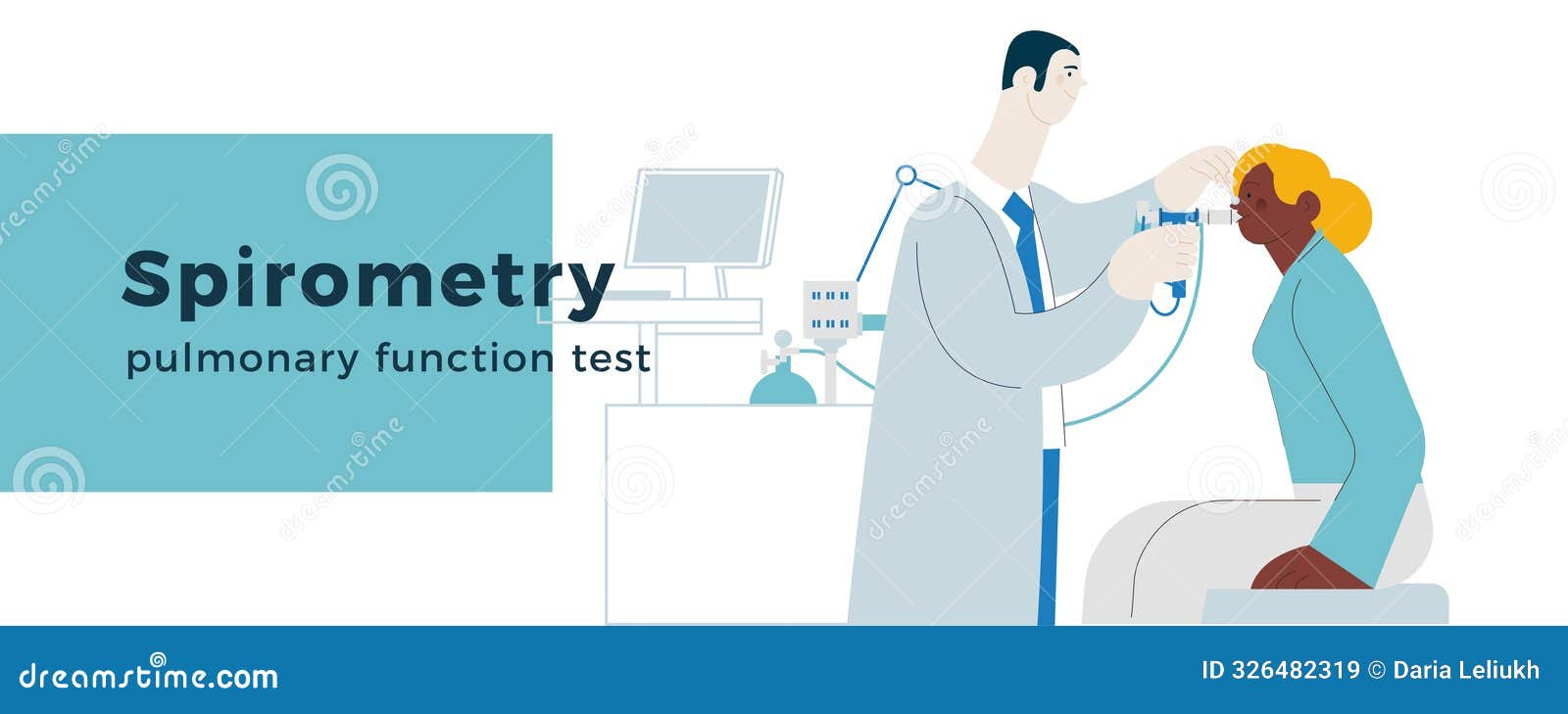 Medical Specialist Performing Spirometry on Dark Skin Tone Patient in ...