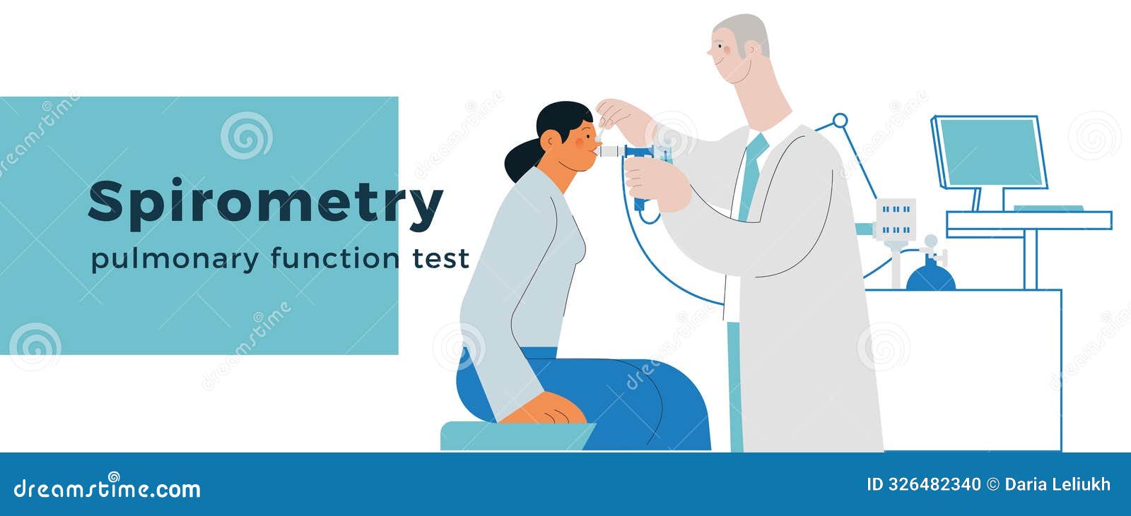 Medical Specialist Performing Spirometry on Patient in Medical Office ...