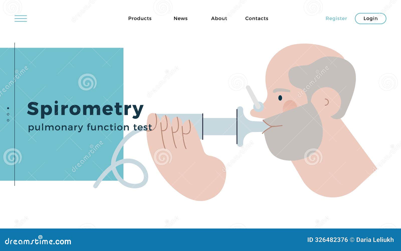 Male Performs Pulmonary Function Test. Black And White Modern Flat ...