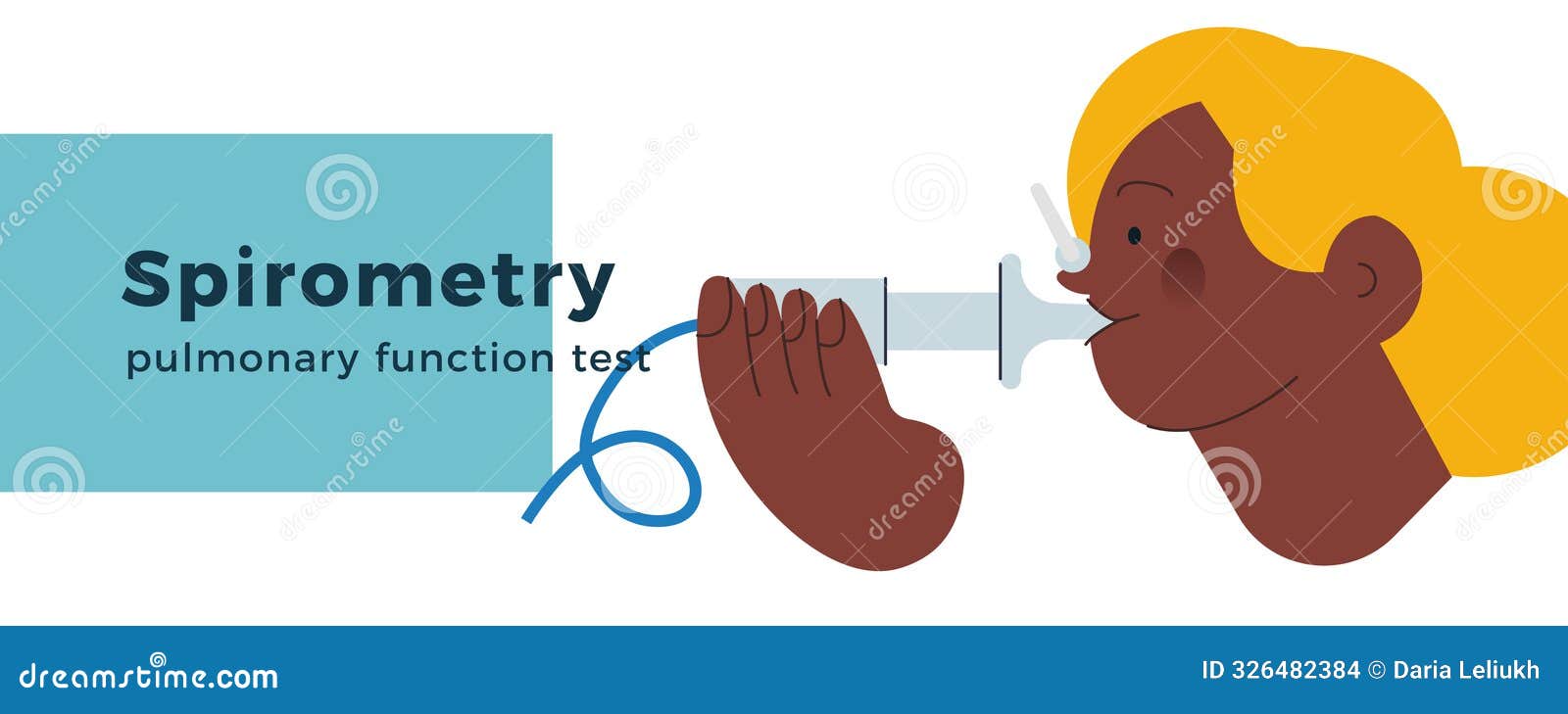 Dark Skin Tone Female Performs Pulmonary Function Test. Modern Vector ...