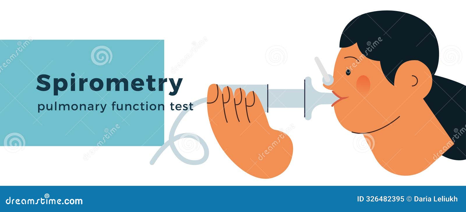 Female Performs Pulmonary Function Test. Modern Flat Vector ...