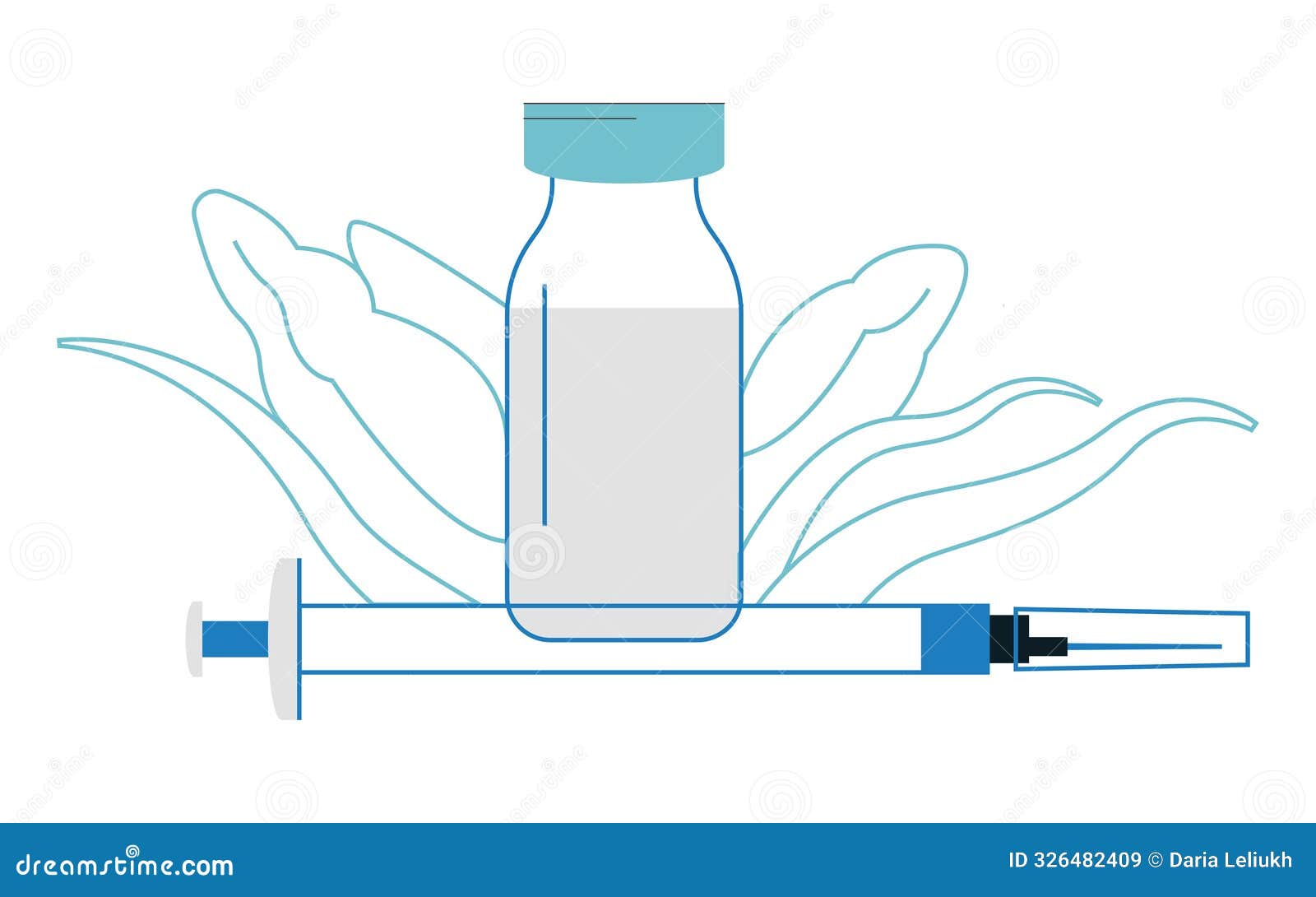 Vaccine Bottle. Ampoule with Liquid and Medical Syringe for Injection ...