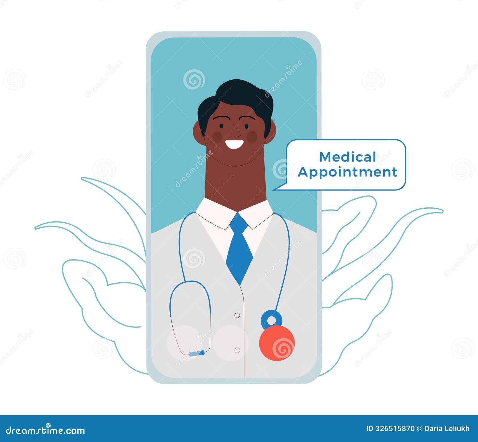 Male Medical Specialist on a Screen of Smartphone. Medical Appointment ...