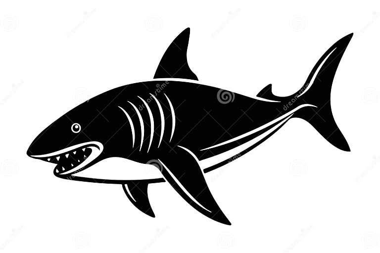 Bull Shark Vector Silhouette Art and Illustration Stock Vector ...