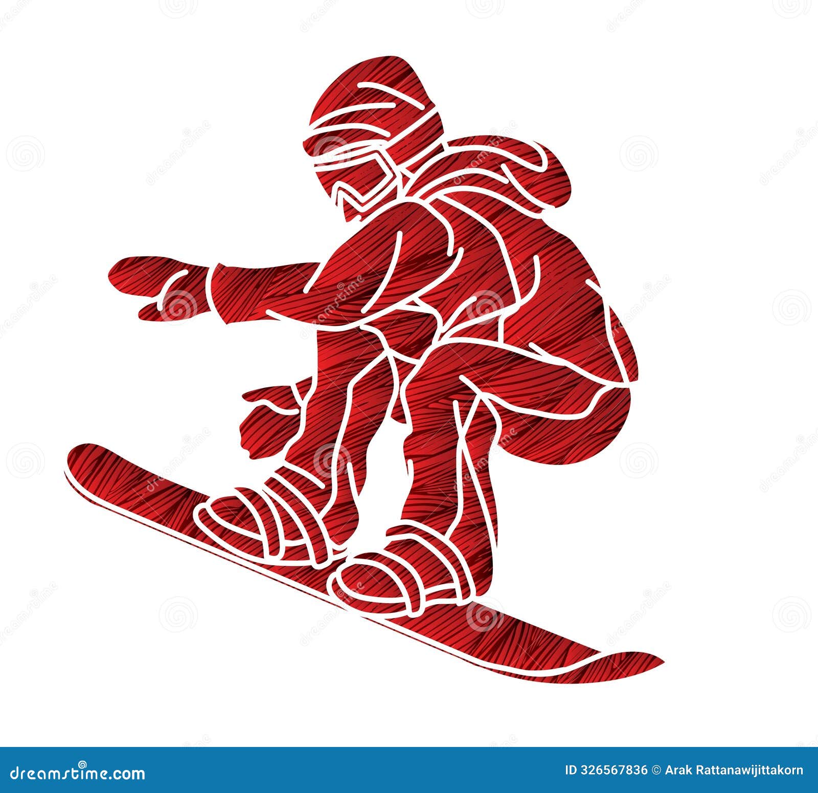 Snowboarder Action Snowboard Player Sport Cartoon Graphic Stock ...