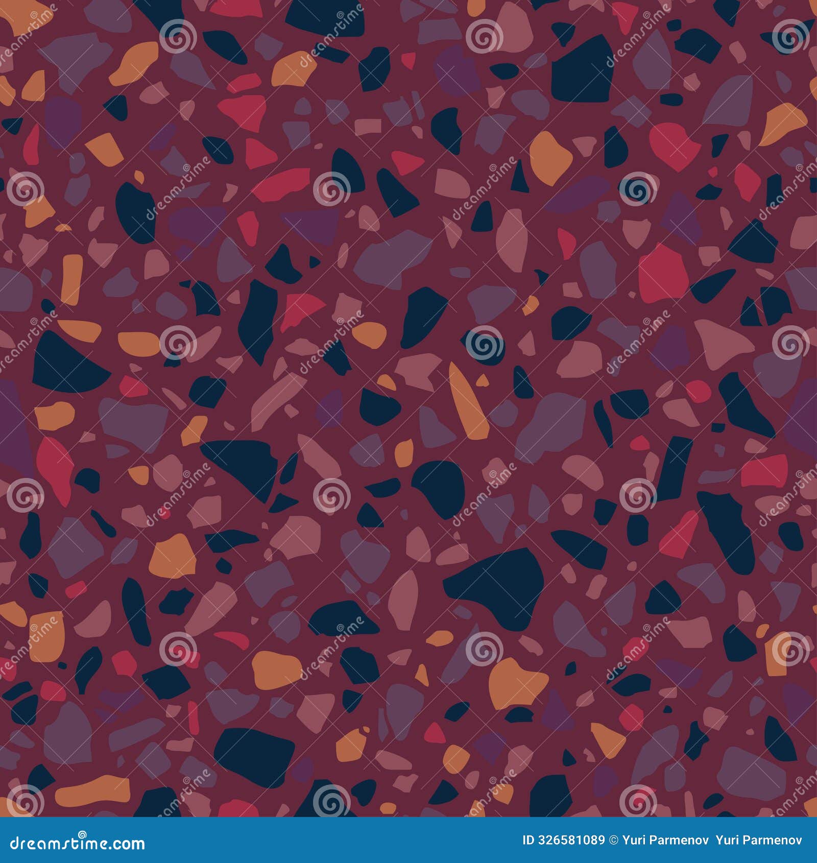 Terrazzo Flooring, Polished Stone Mosaic Floor. Pebble Maroon Pattern ...