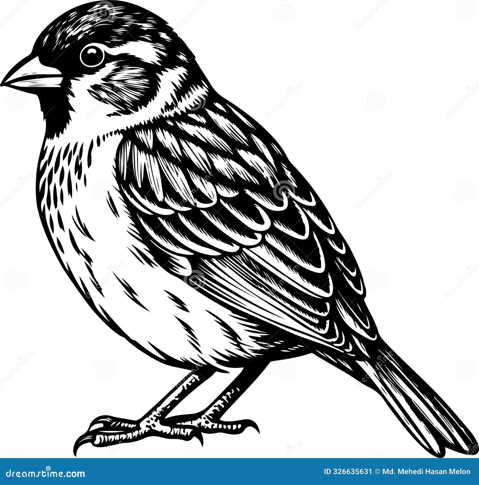 Sparrow Silhouette Vector Art Illustration Stock Vector - Illustration ...