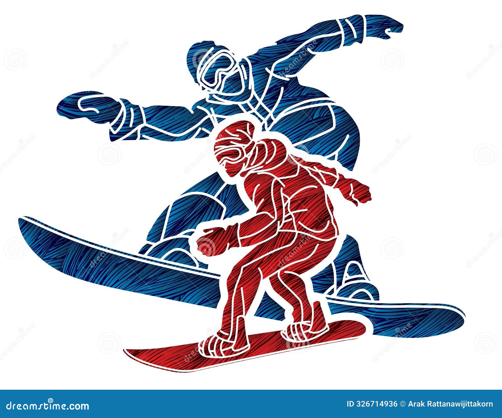 Group of Snowboard Players Mix Action Snowboarder Extreme Sport Stock ...