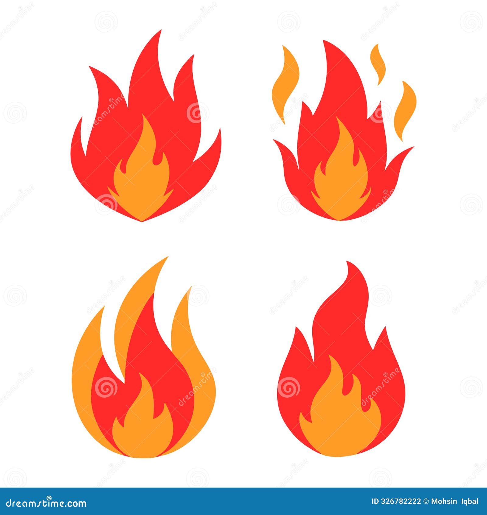 Set of Fire Flames Vector Illustration. Good for Fire, Angry or Danger ...