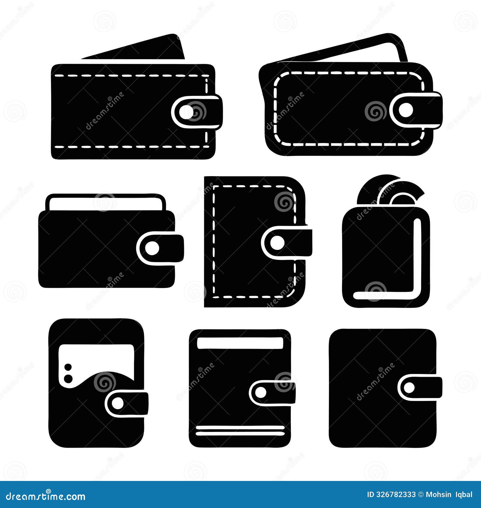 Wallet Icons in Black Set of Black Wallet Icons Wallet Signs Simple ...