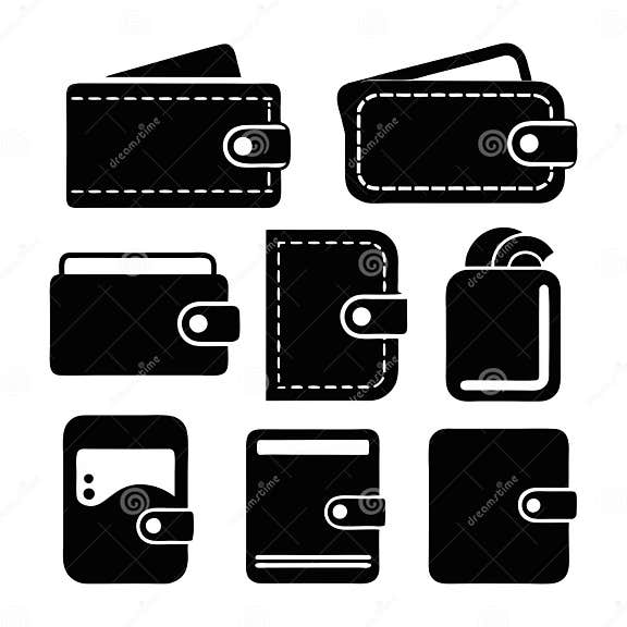 Wallet Icons in Black Set of Black Wallet Icons Wallet Signs Simple ...
