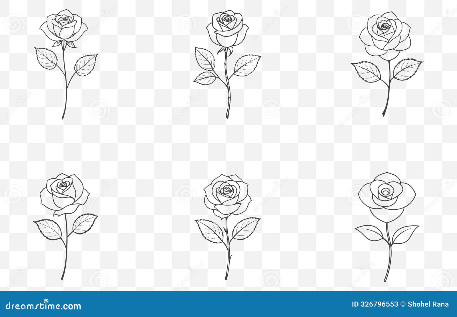 Print Elegant Rose Line Art Vector Set Perfect for Floral Illustrations ...