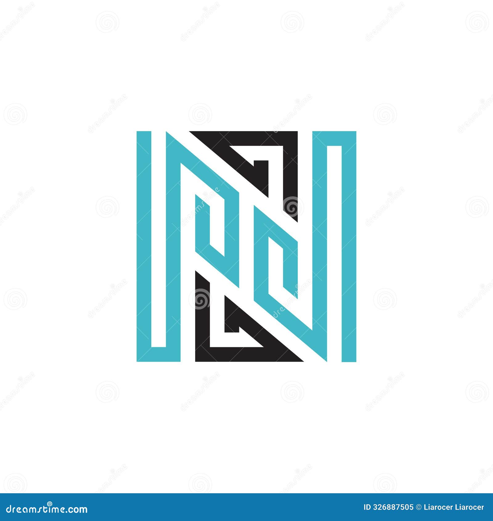 Initial Letter N Unique Logo Vector Turquise Color Stock Illustration ...