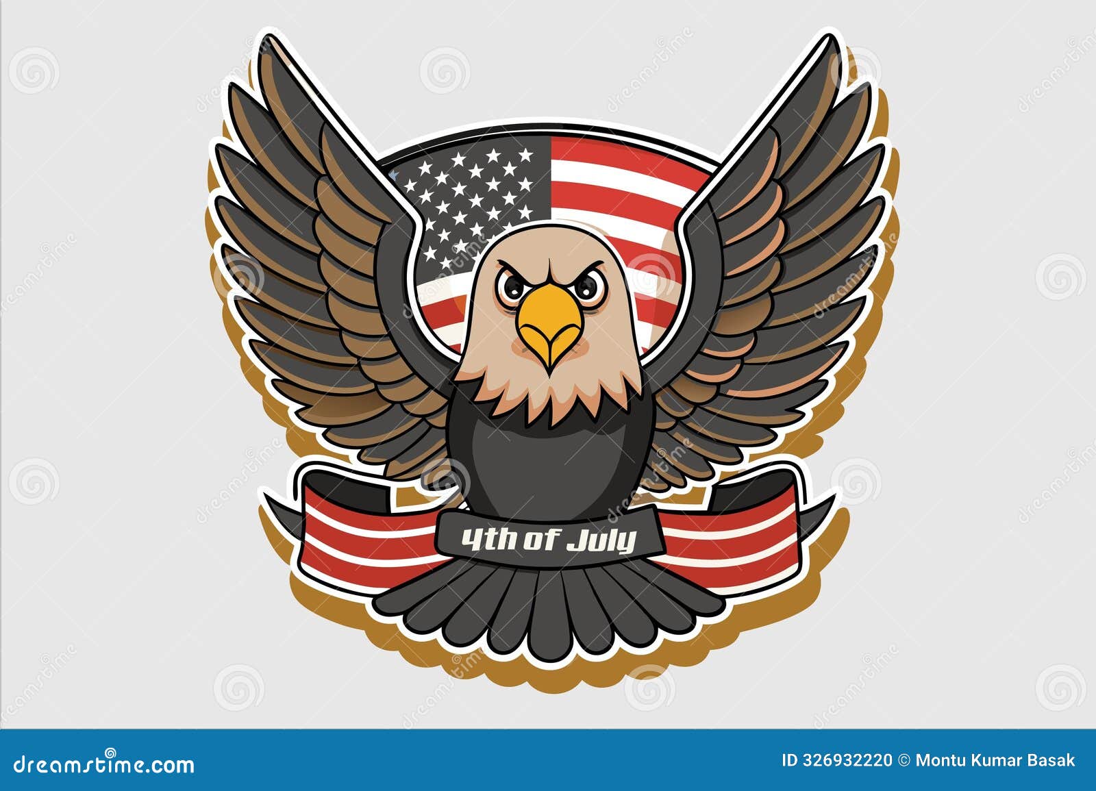 Retro Eagle and Flag in Muted Tones Stock Illustration - Illustration ...