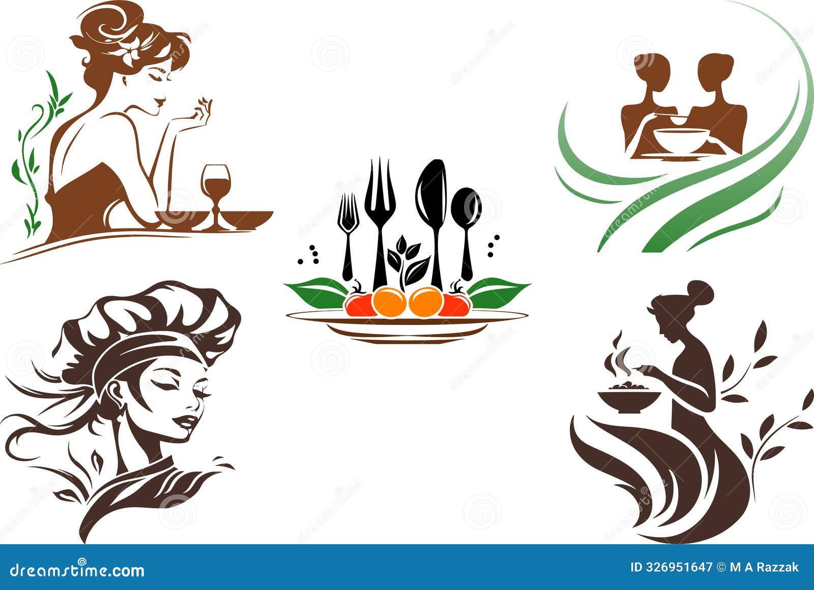 Food and Restaurant Related Logo Design Set. Stock Illustration ...