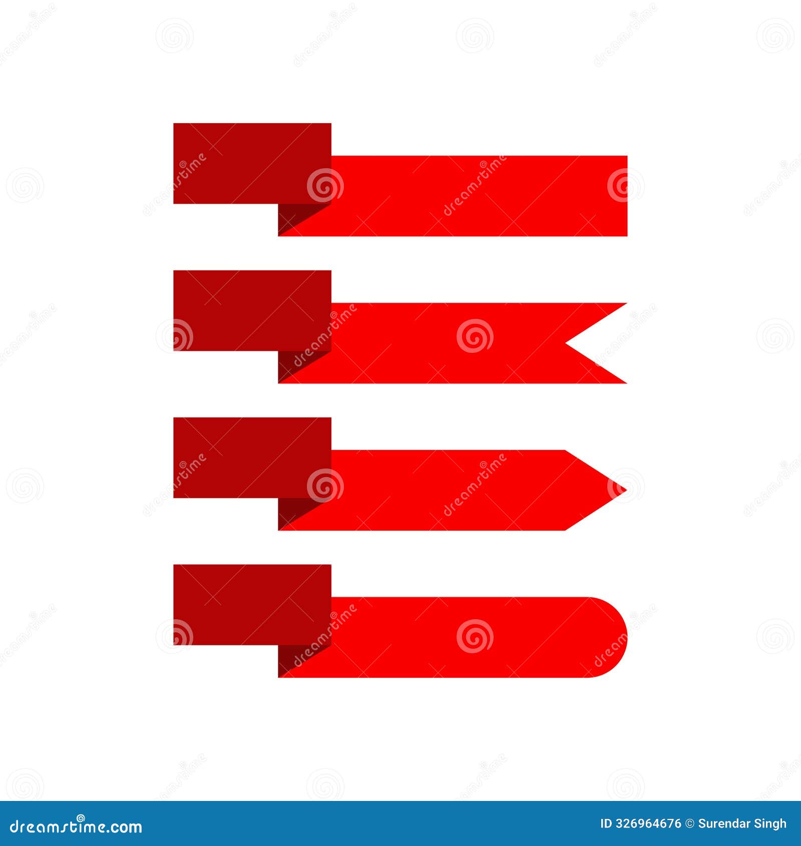 Ribbon Banner Set Red Tags and Lable Collection. Flat Design of Web ...