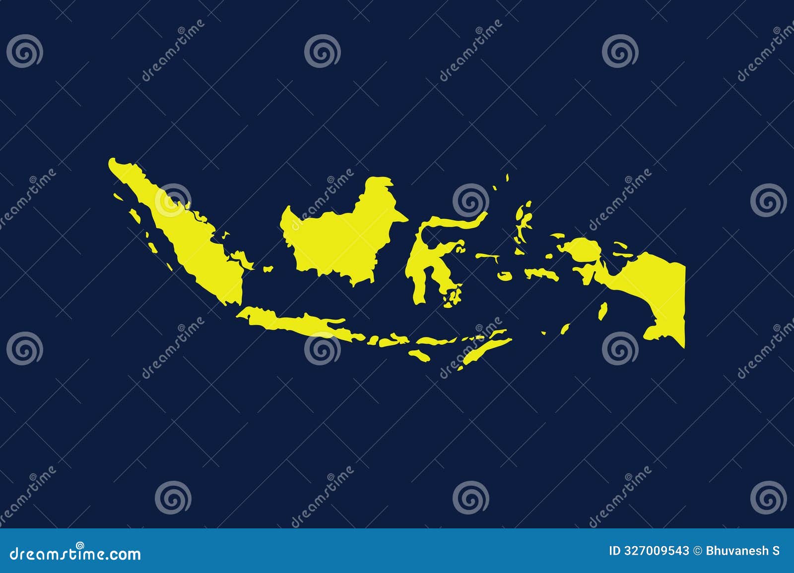 Yellow Map Isolated on Dark Blue Background of the Country Indonesia ...