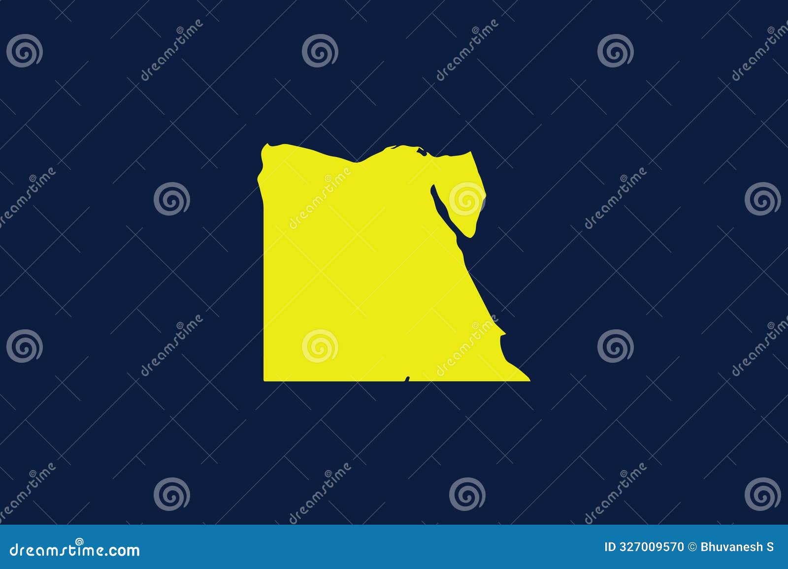 Yellow Map Isolated on Dark Blue Background of the Country Egypt ...