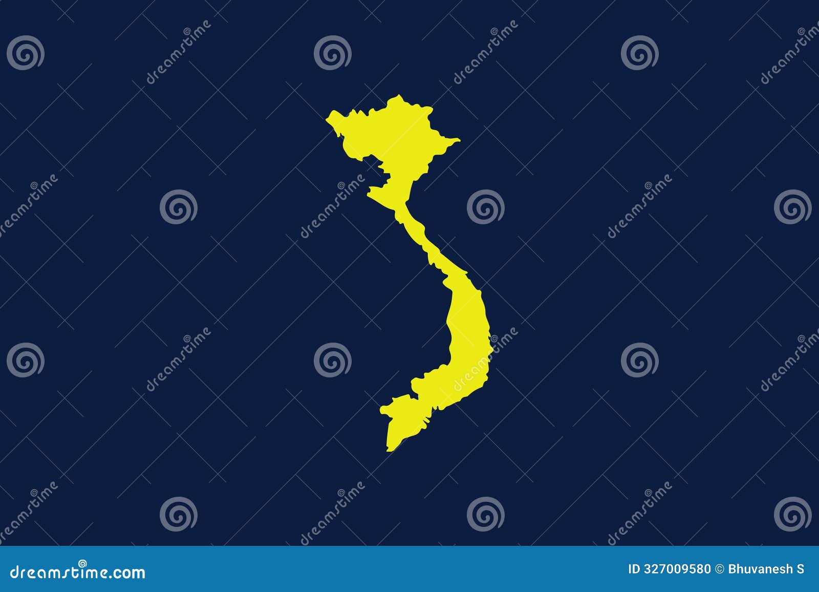 Yellow Map Isolated on Dark Blue Background of the Country Vietnam ...