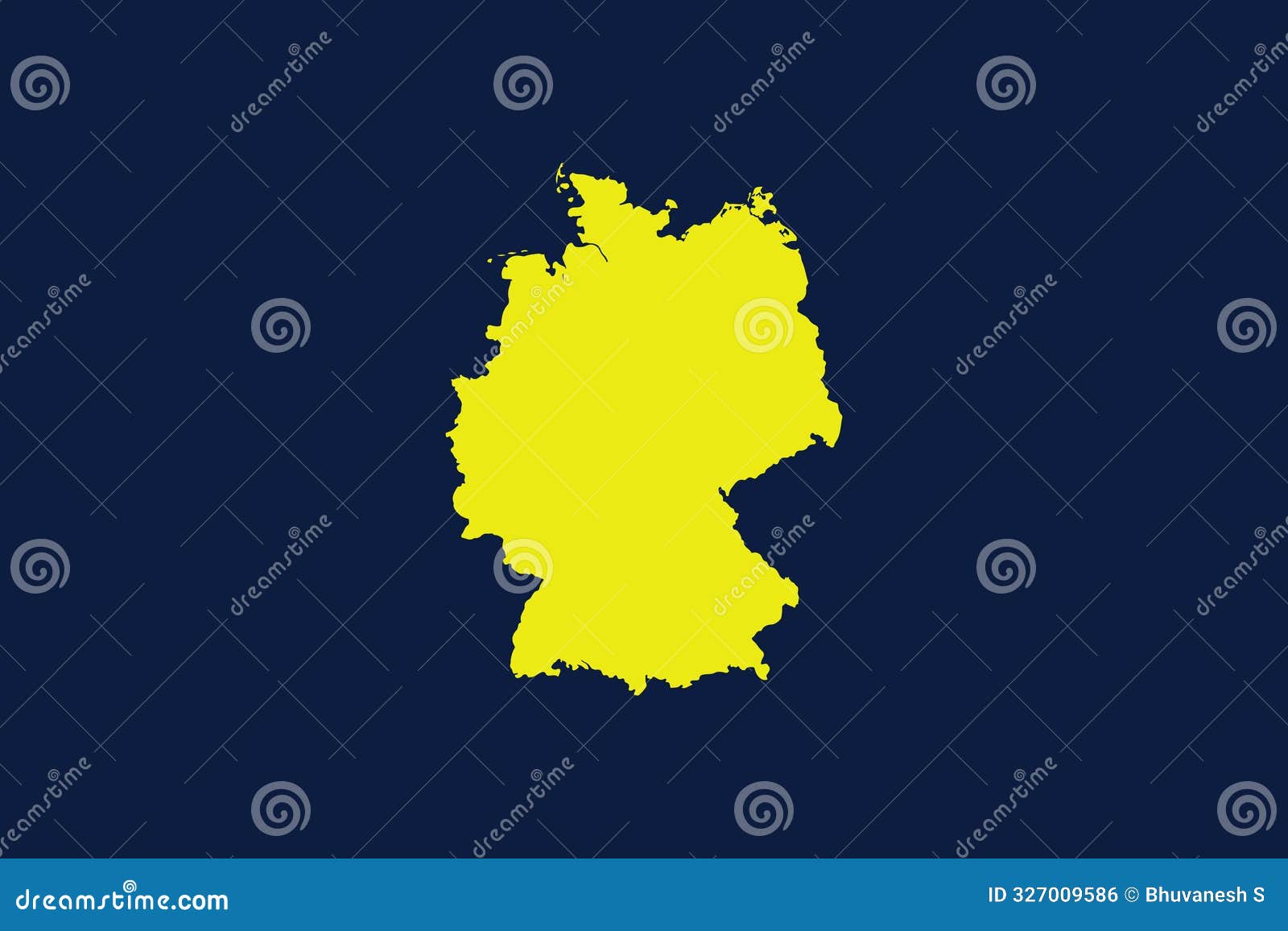Yellow Map Isolated on Dark Blue Background of the Country Germany ...