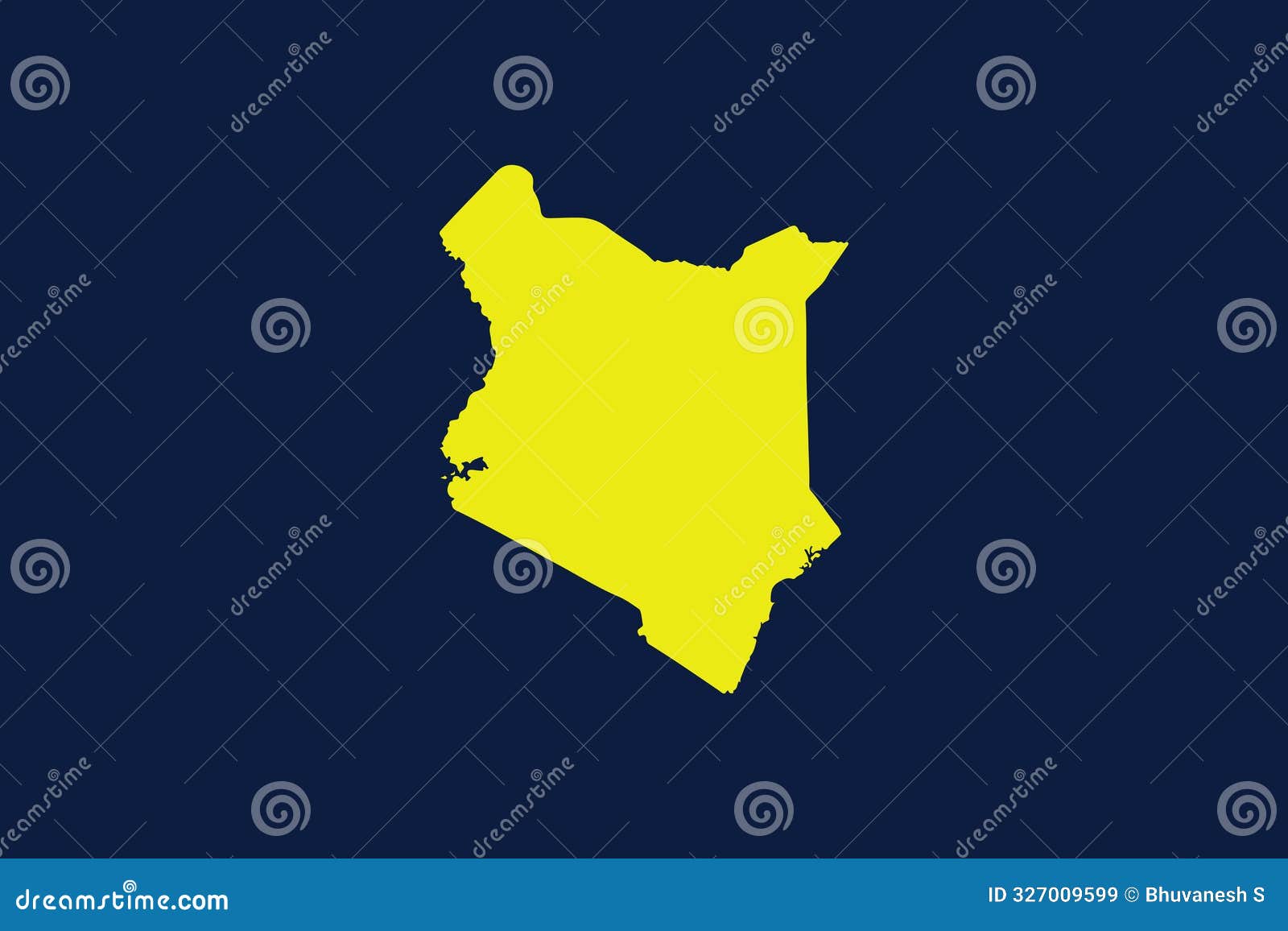 Yellow Map Isolated on Dark Blue Background of the Country Kenya ...