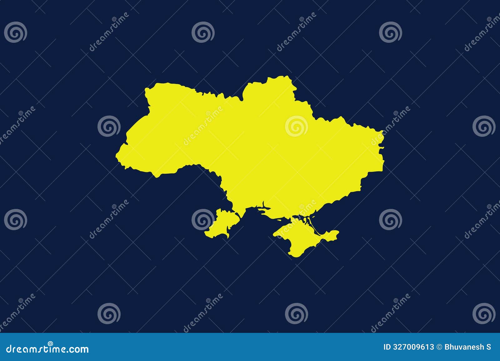 Yellow Map Isolated on Dark Blue Background of the Country Ukraine ...