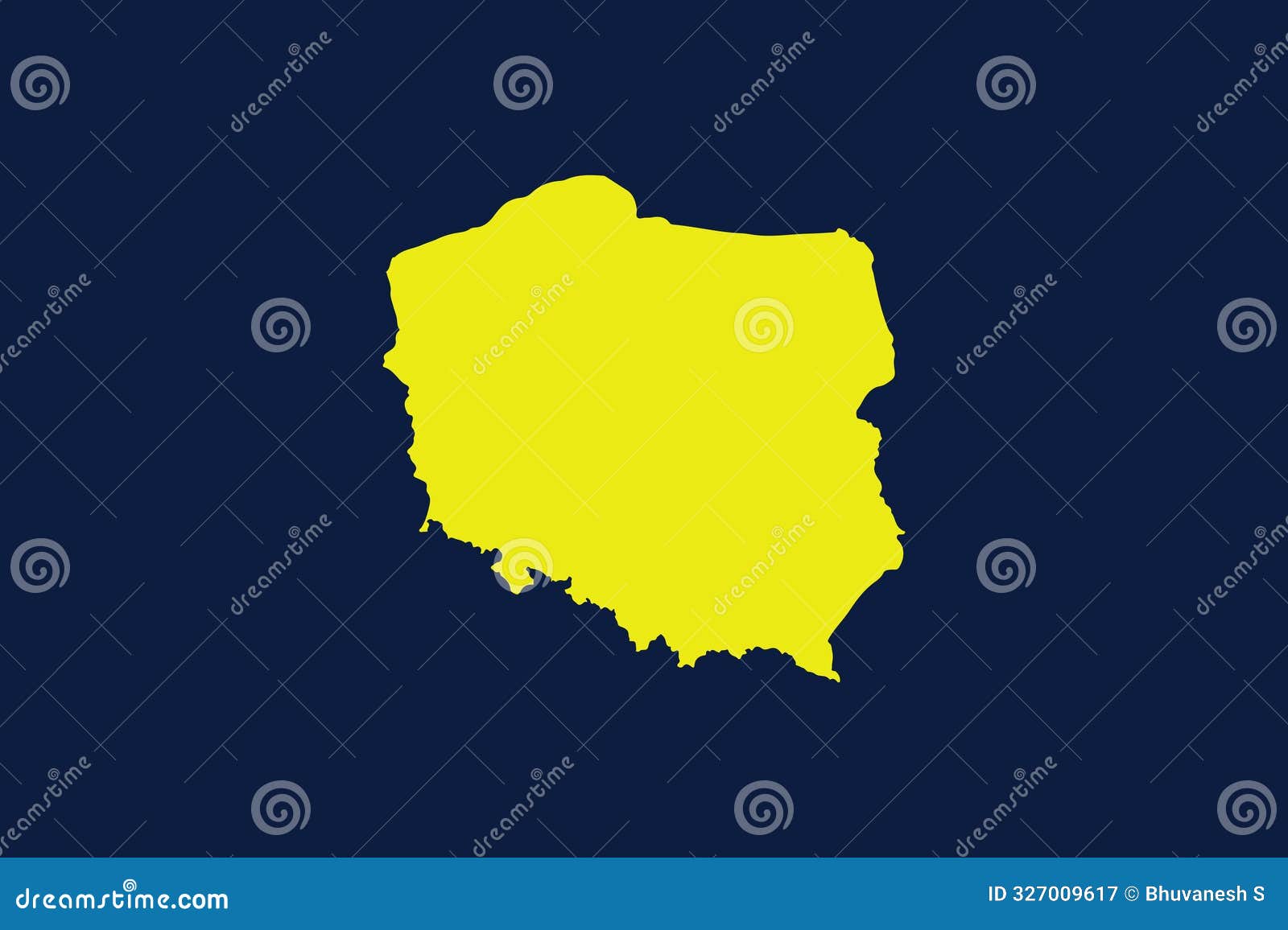 Yellow Map Isolated on Dark Blue Background of the Country Poland ...