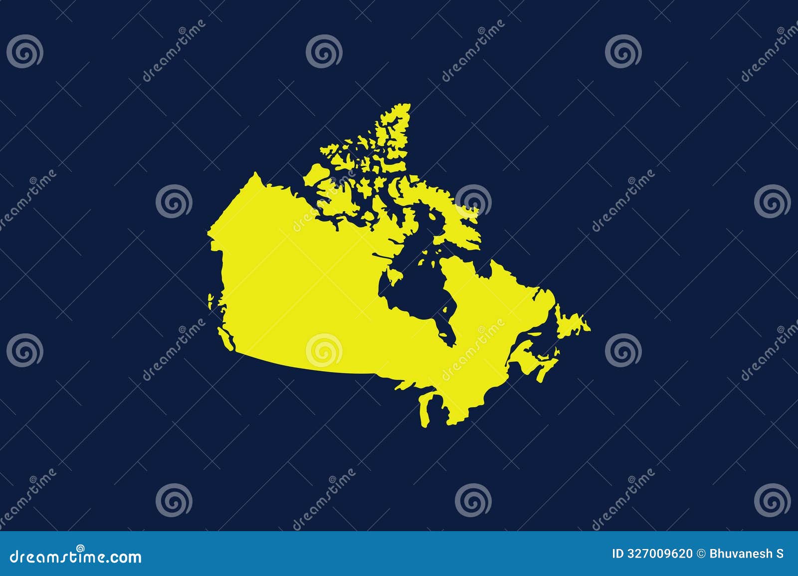 Yellow Map Isolated on Dark Blue Background of the Country Canada ...