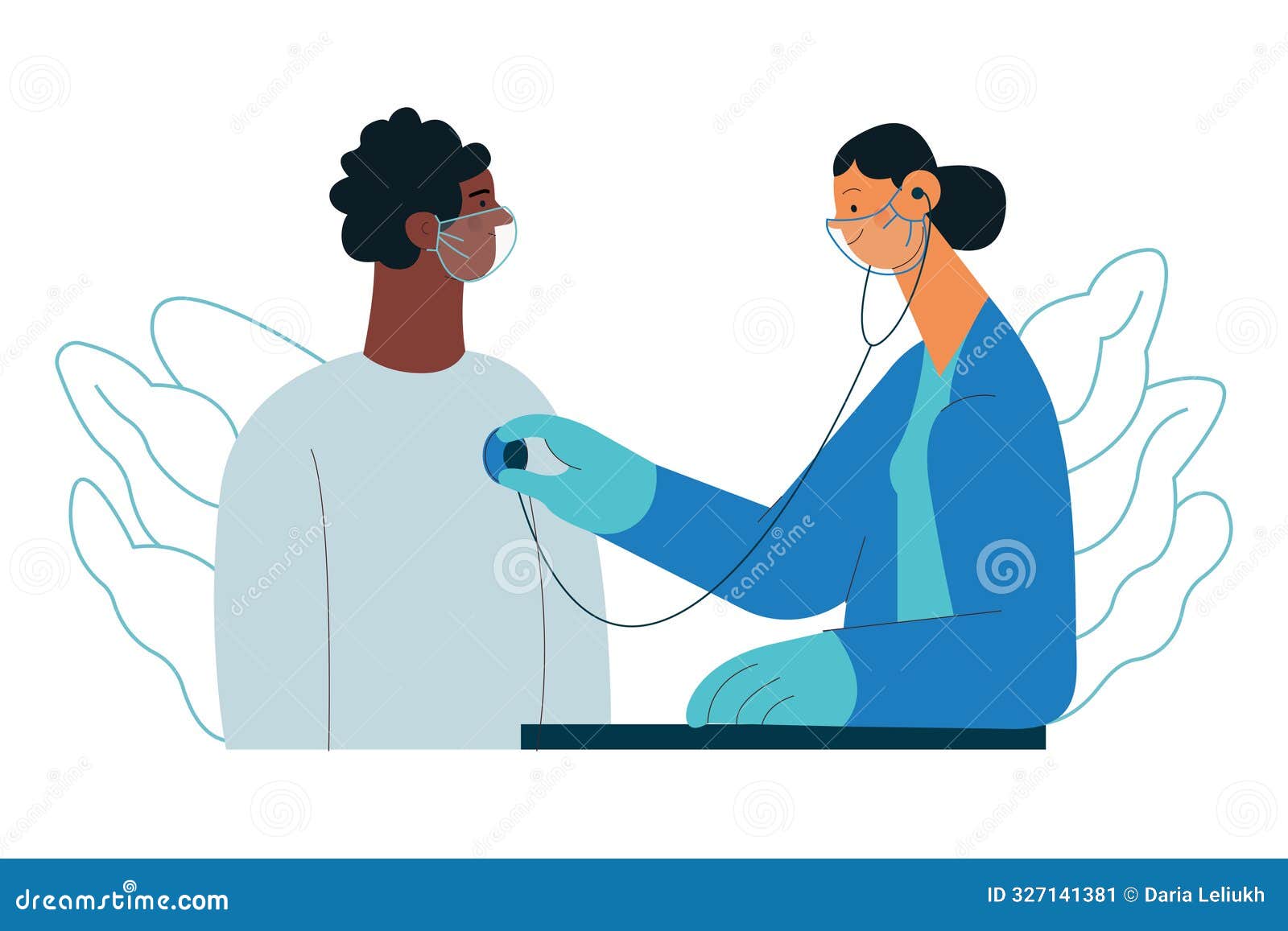 Cardiac Auscultation. Male Patient And Female Doctor Carrying Out ...