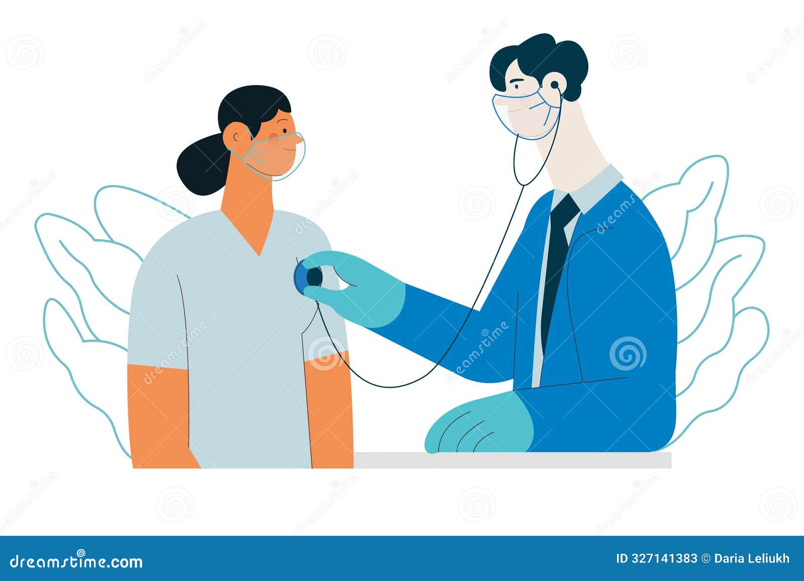 Cardiac Auscultation. Male Patient And Female Doctor Carrying Out ...