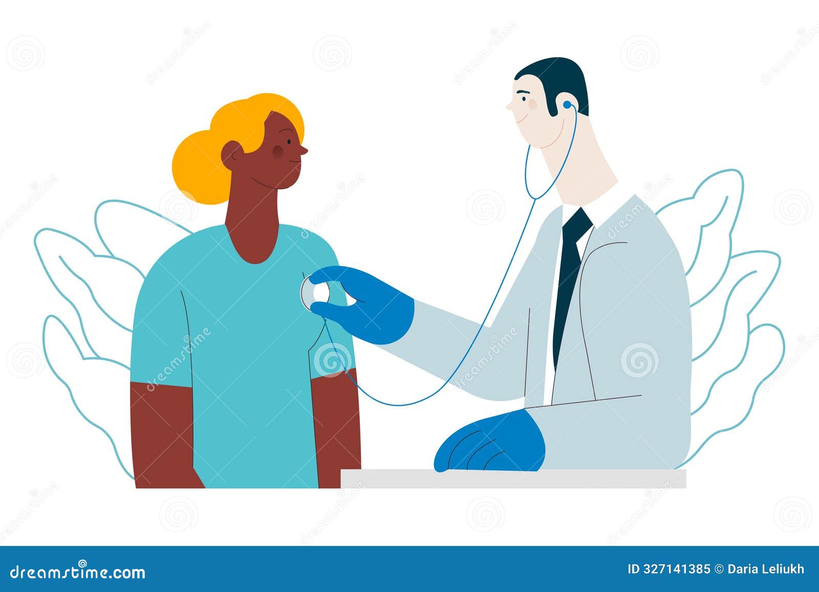 Cardiac Auscultation. Female Patient And Male Doctor Carrying Out ...