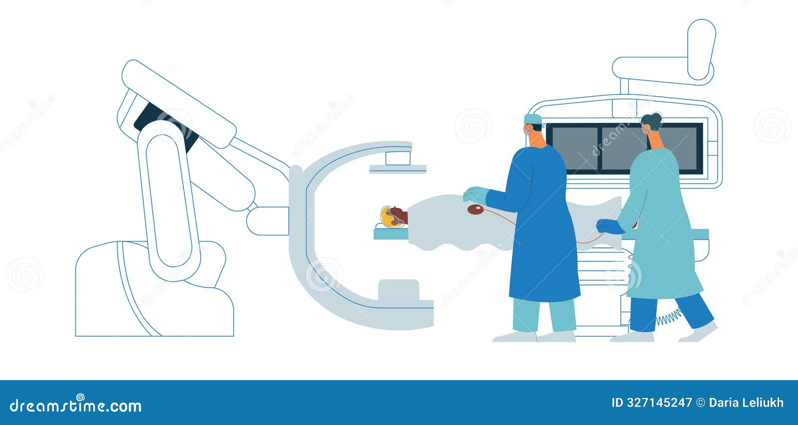 Coronary Angiography Procedure. Medical Equipment. Doctor and Nurse ...