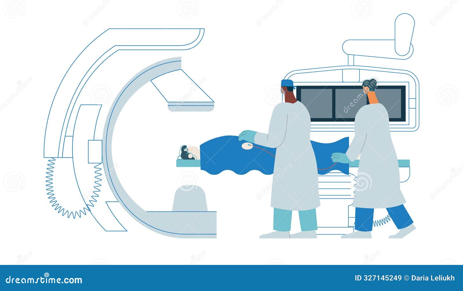 Coronary Angiography Procedure. Medical Equipment. Doctor and Nurse ...