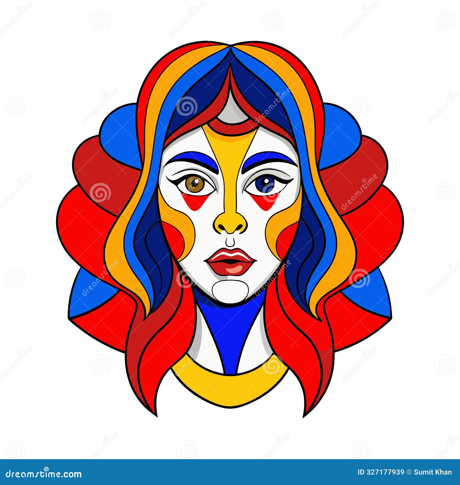 Abstract Portrait of a Woman S Face Vector Design Stock Illustration ...