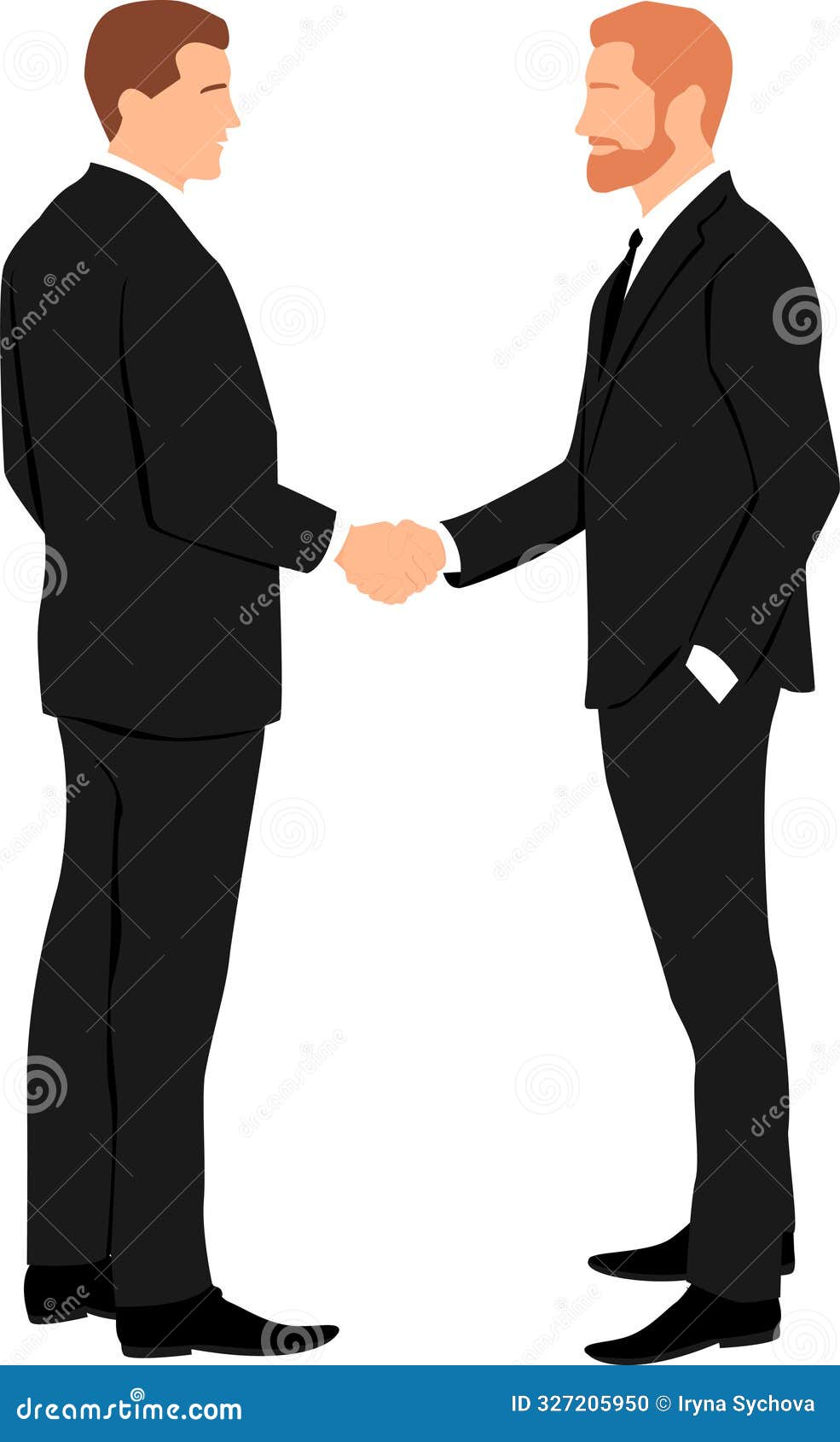 Two Men Wearing in Business Suits Shaking Hands. Stock Vector ...