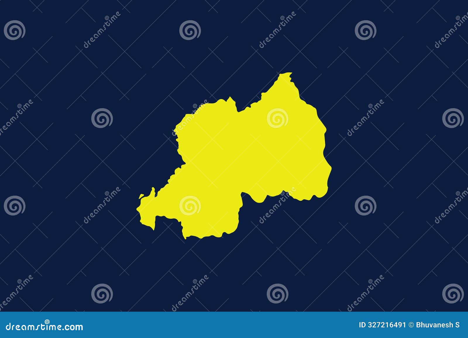 Blue Rwanda 3d Map With Pointer Pin Surrounded With Other Countries In ...