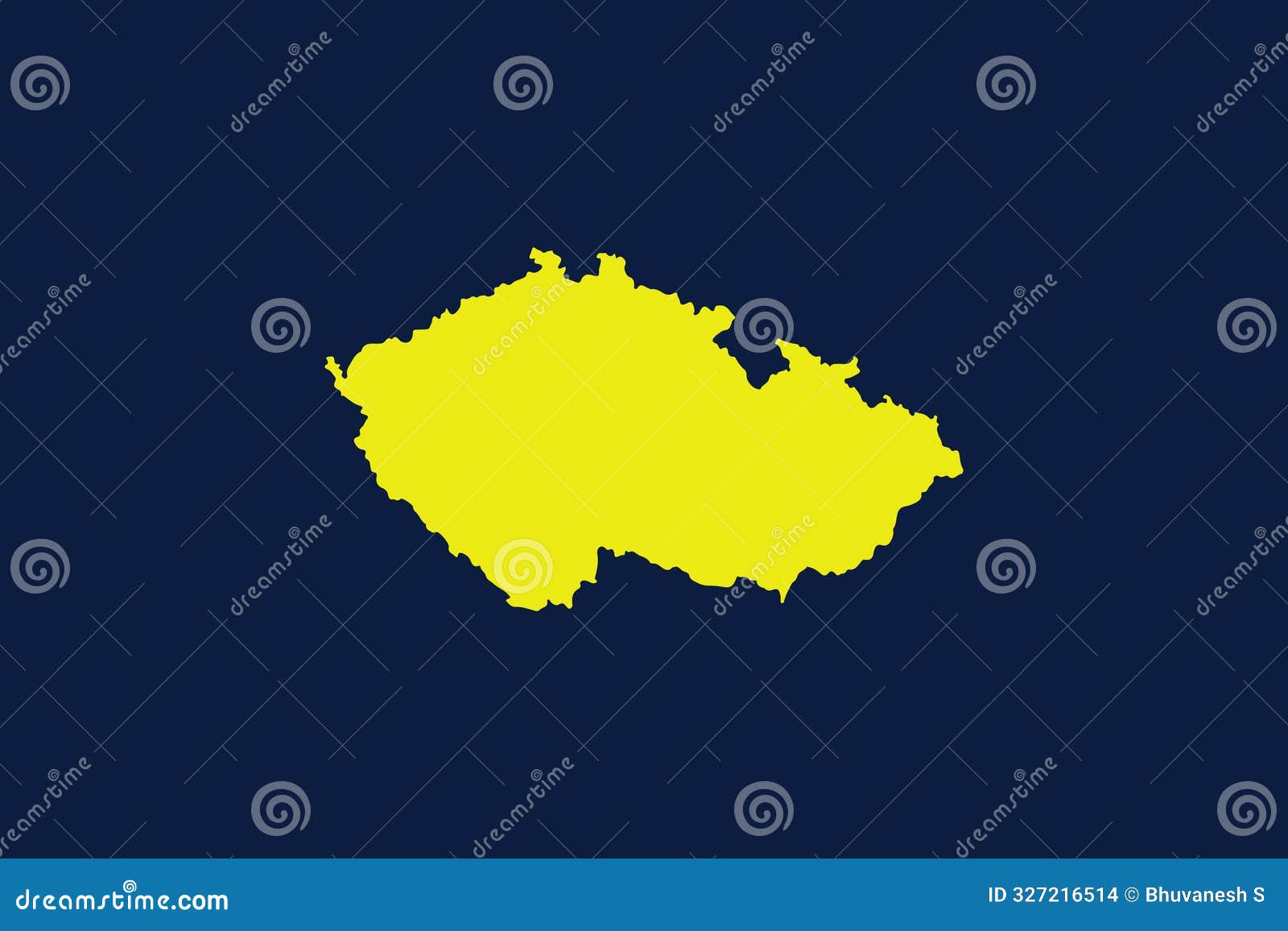 Yellow Map Isolated on Dark Blue Background of the Country Czech ...