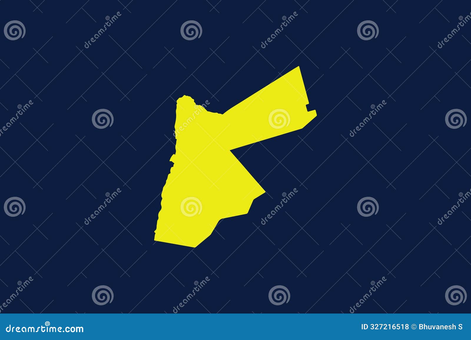 Yellow Map Isolated on Dark Blue Background of the Country Jordan ...