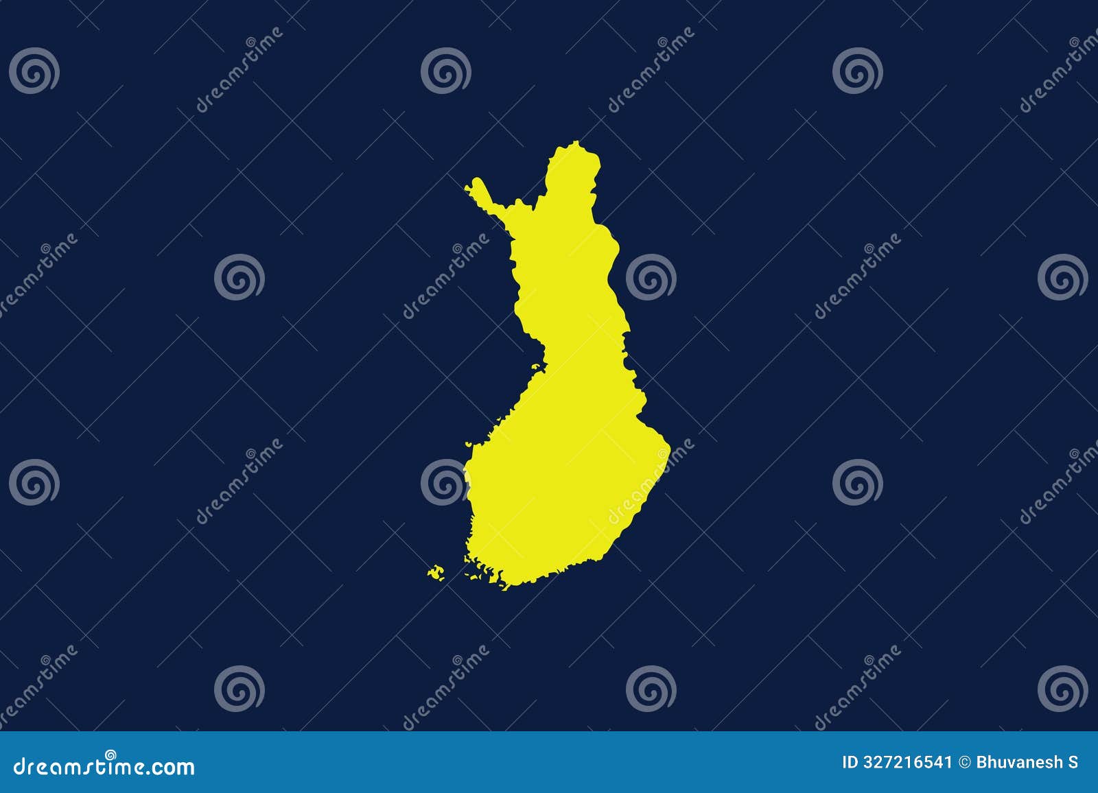 Yellow Map Isolated on Dark Blue Background of the Country Finland ...