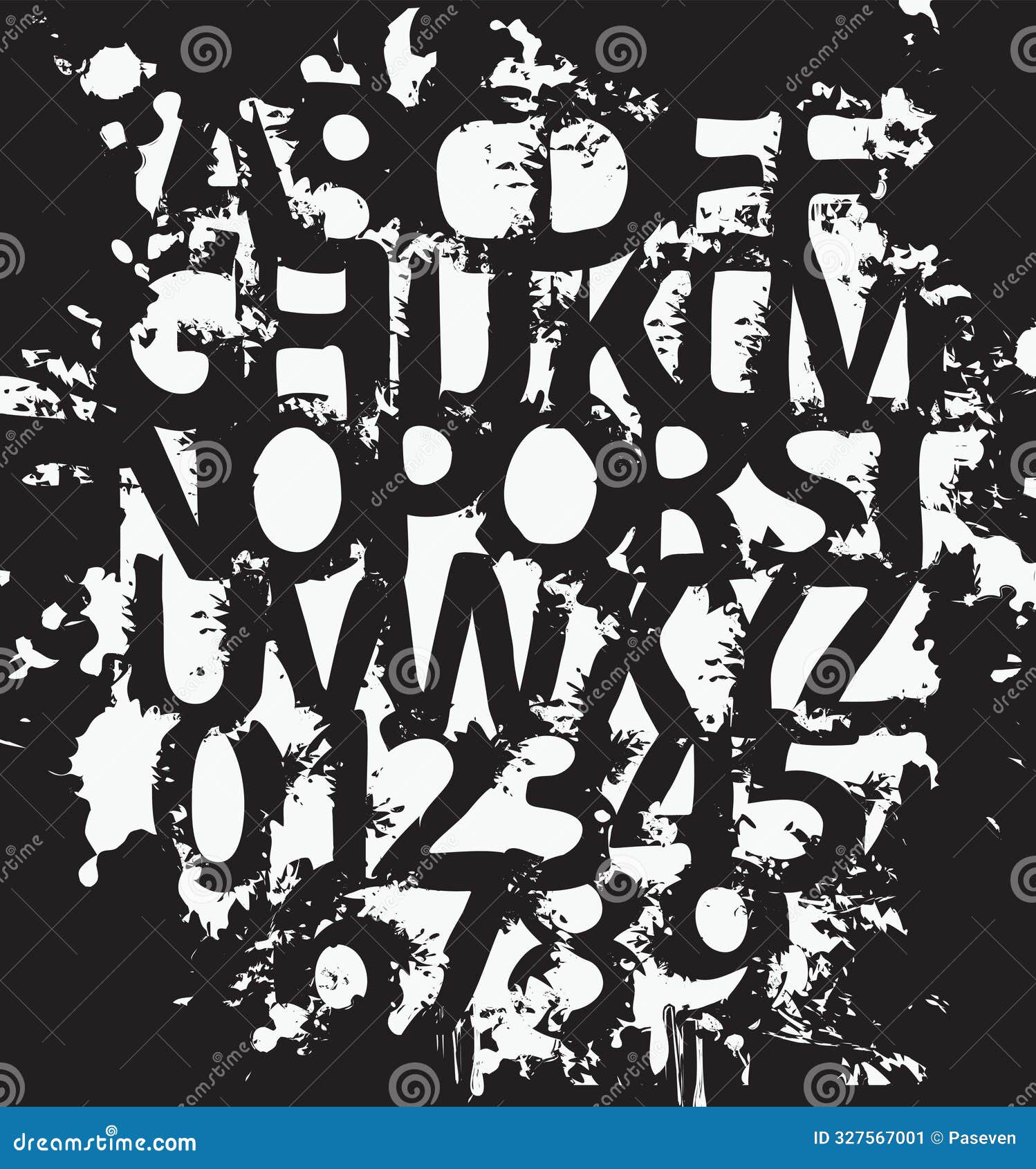 Grunge Lettering in Abstract Letters with Spots and Drips Stock ...